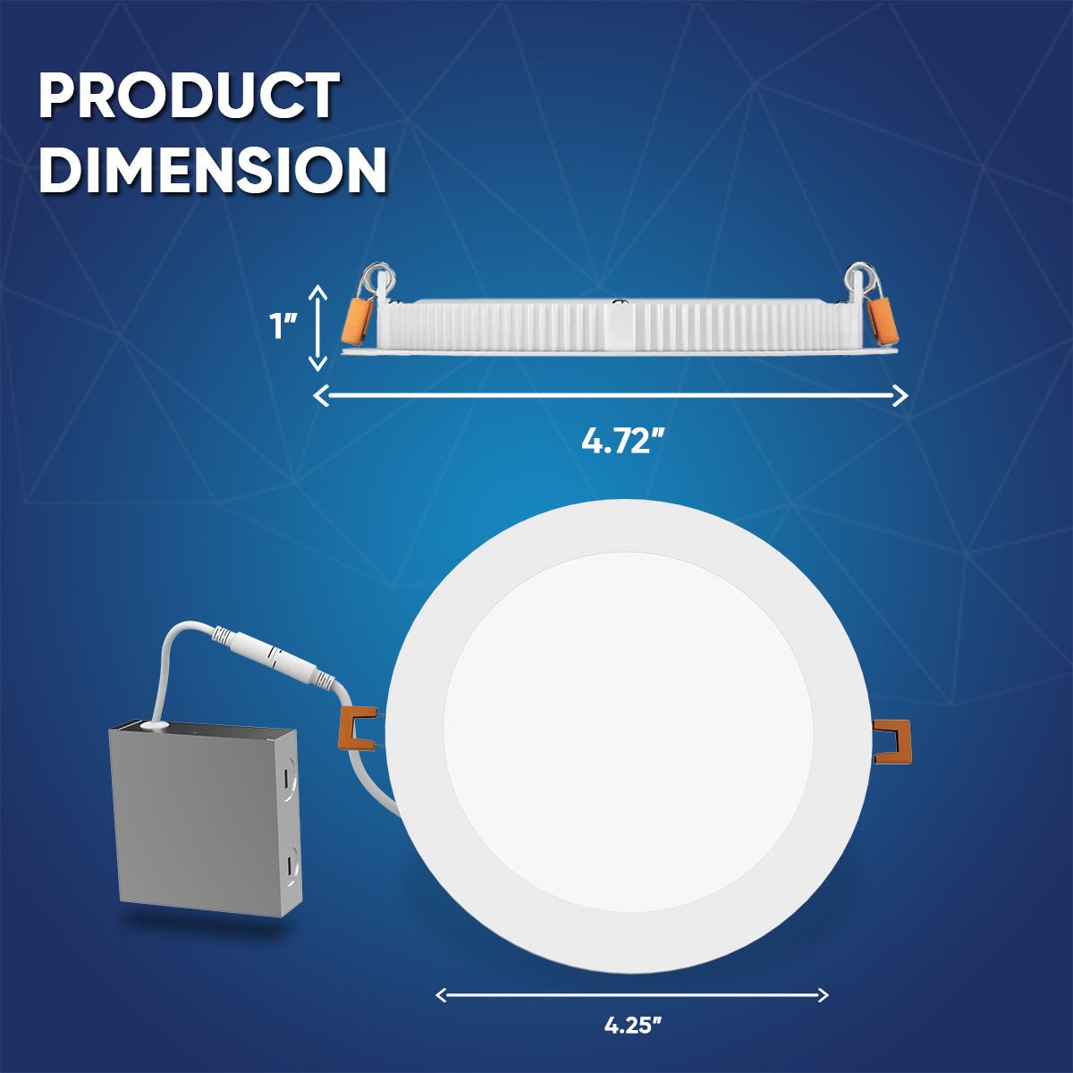 4 Inch Slim LED Recessed Lighting with Junction Box, 9W, 650LM, Damp L ...
