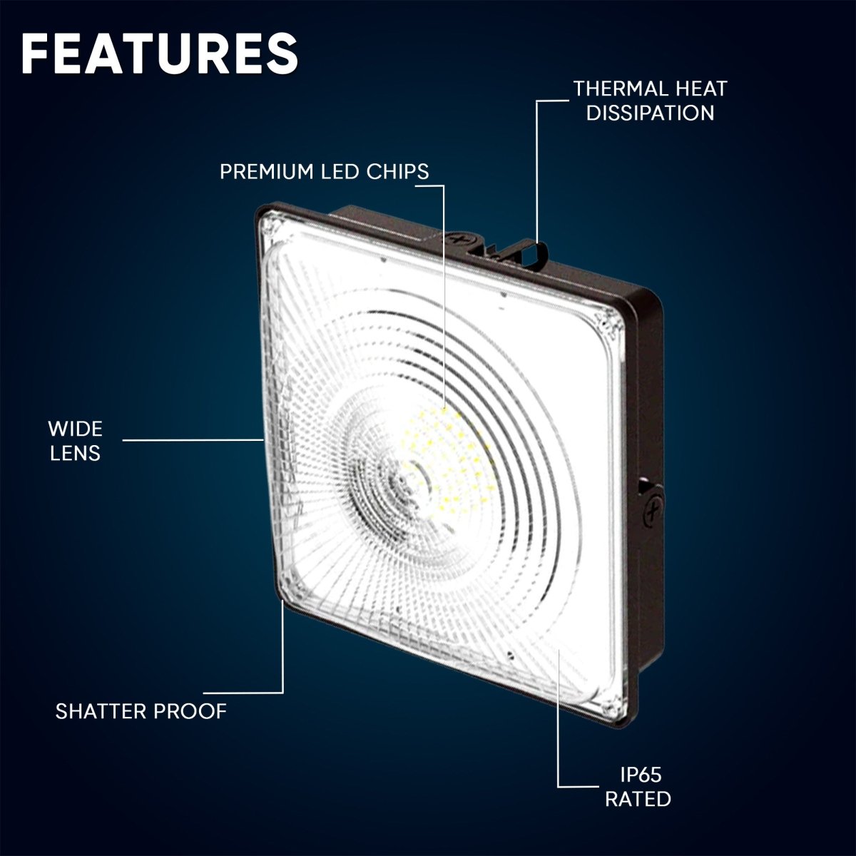 LED Canopy Light 35W 5700K Daylight 4550LM IP65 Waterproof 0-10V Dim 1 ...