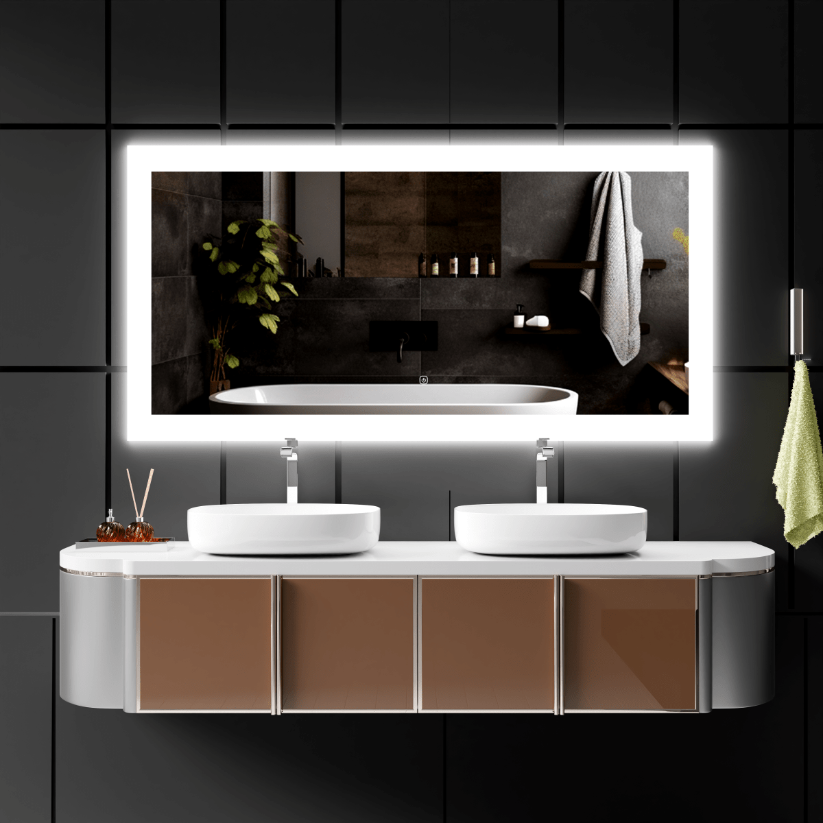 LED Mirror for Bathroom 36"x 48" w/ Backlit, Anti-Fog LED Vanity Mirro ...