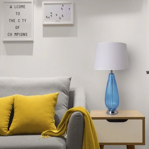 Manolya Translucent Glass Best Table Lamp 28" - Sky Blue/Ivory White ...
